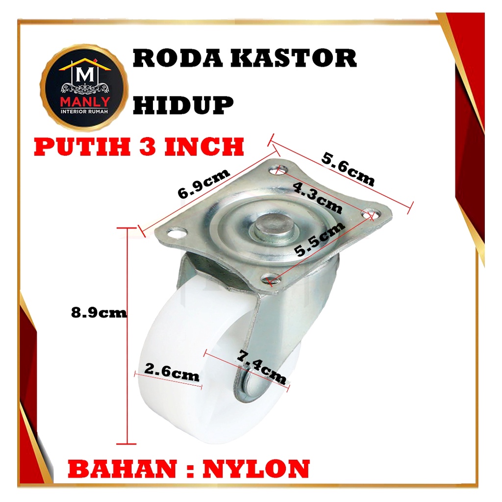 Jual Roda Kastor Troly Etalase 3 Inch Hidup / Roda Lemari / Roda Kursi ...