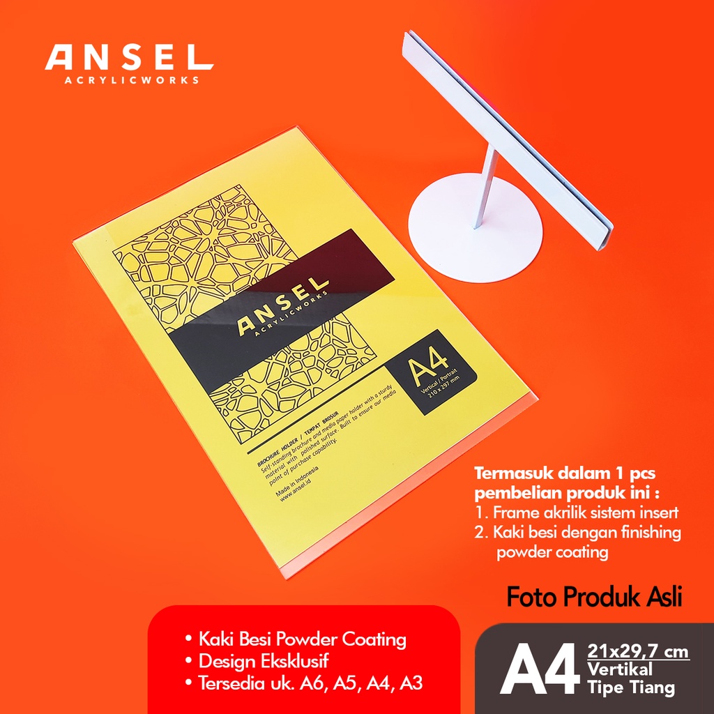 Jual ANSEL NORE - Tent Card Akrilik Kaki Besi / Tiang A4 Vertikal 21x29 ...