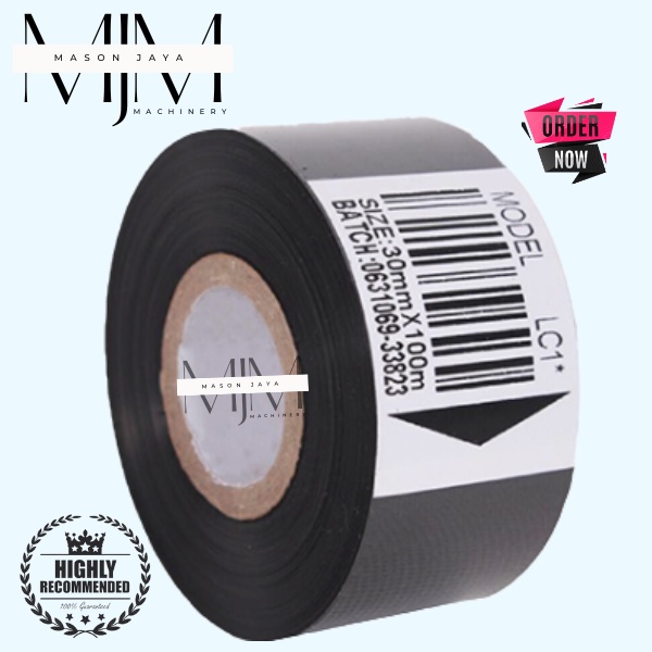 Jual Tinta Foil Pita Mesin Coding Expired Date Ribbon Tape 30 x 100 mm ...