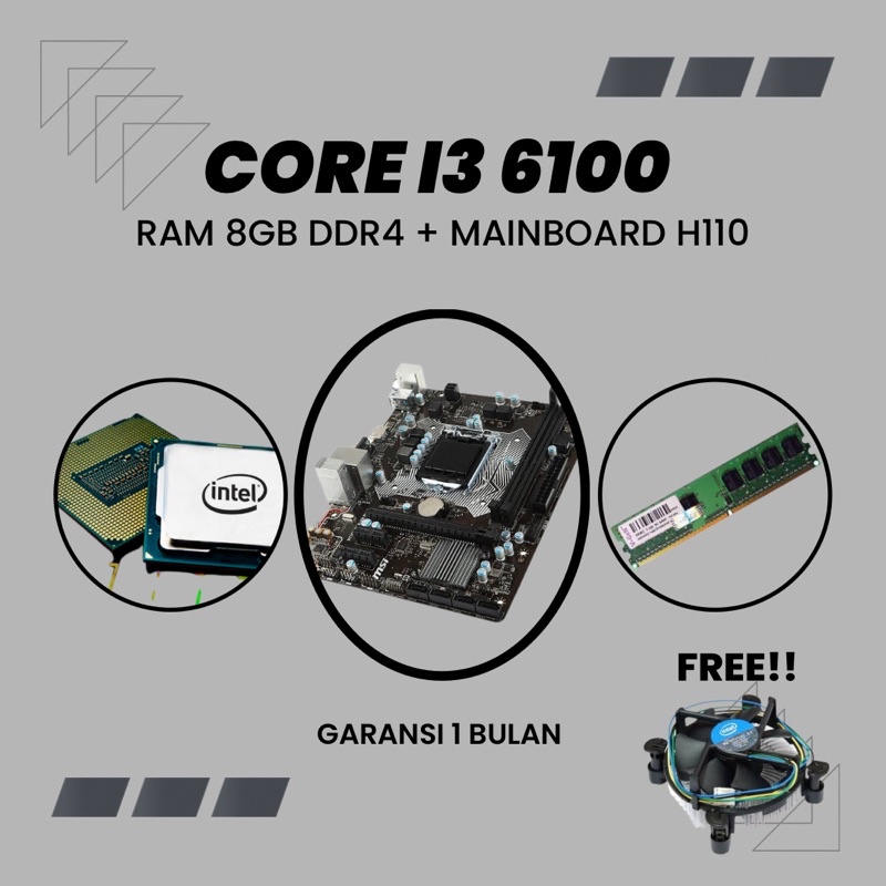 Jual Paket Intel Core i3 6100 Mainboard h110 lga 1151 Tanpa Ram | Shopee Indonesia