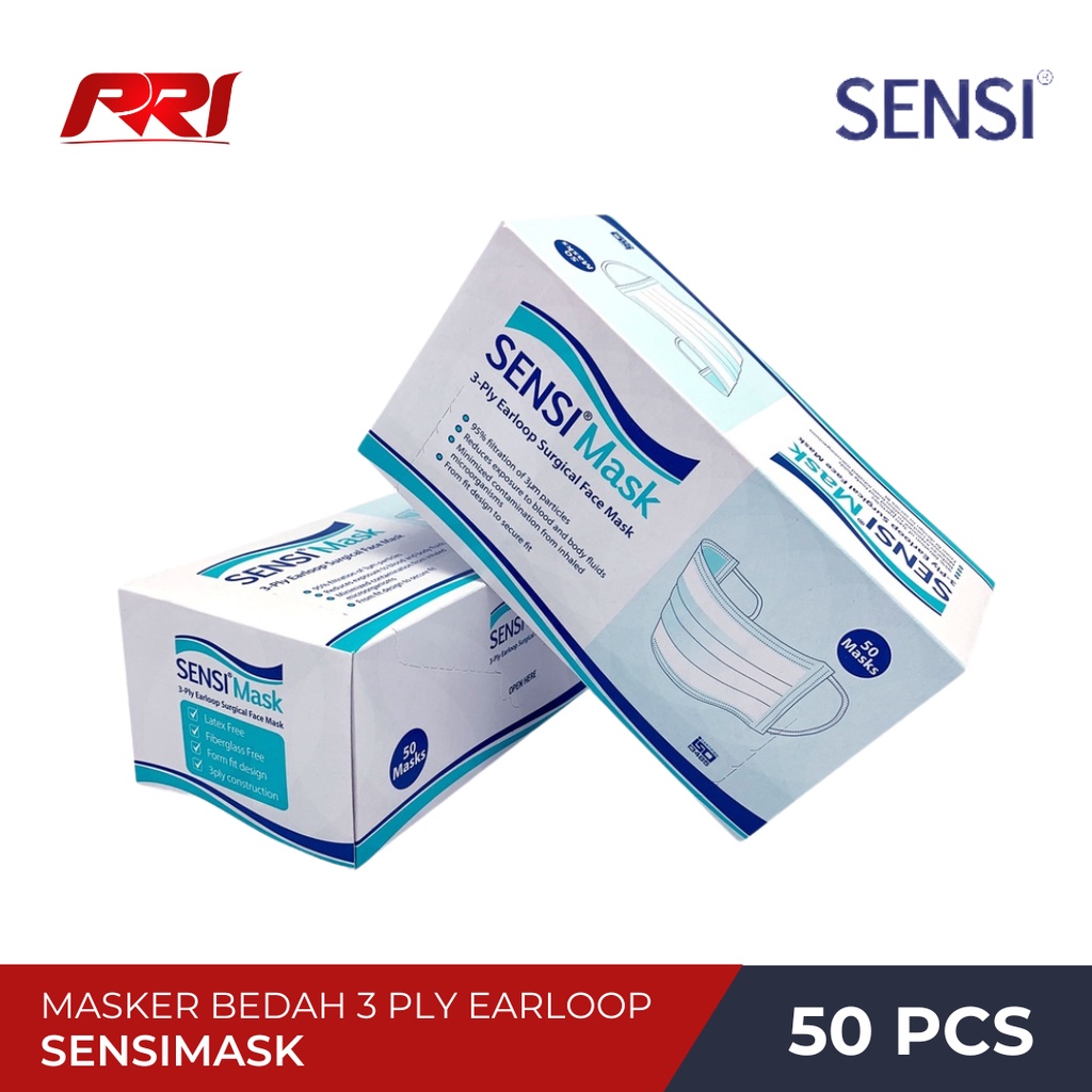 Jual Masker Sensi 3 Ply Earloop Surgical Face Mask - Isi 50 Pcs ...