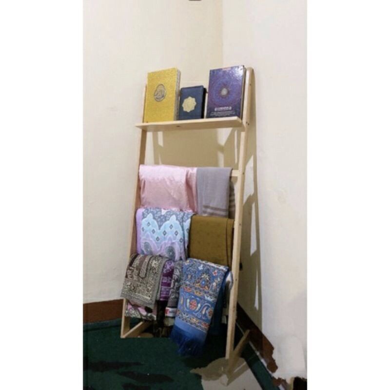 Jual rak tangga kayu ladder hanger gantungan sejadah mukena handuk ...