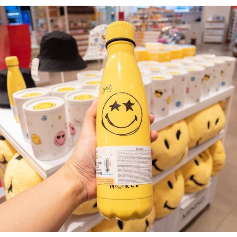 Jual Miniso Termos /Botol minum(500Ml) smiley | Shopee Indonesia