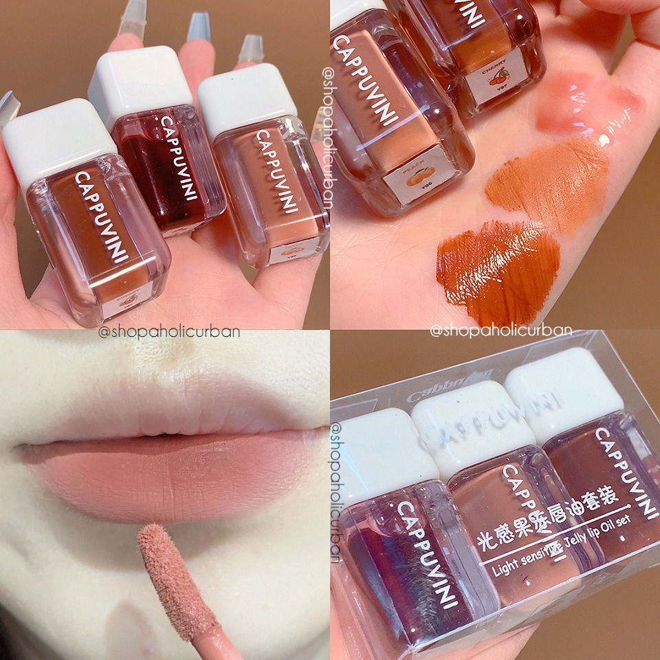 Jual CAPPUVINI Crystal Lip Oil LipGloss Transparant Lip Oil Minyak ...