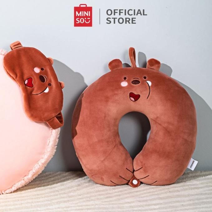 Jual MINISO Bantal Leher dan Masker Mata Lucu We Bare Bears U-shaped ...