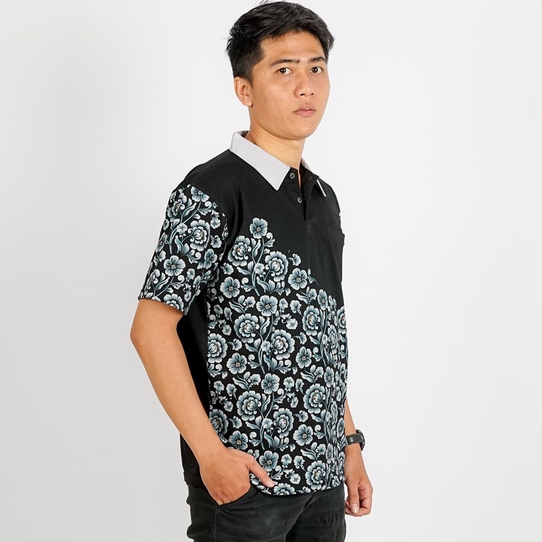 Jual KLAMBEN Kaos Kerah Dewasa Jumbo Unisex Kekinian Sekar Sari Hitam ...