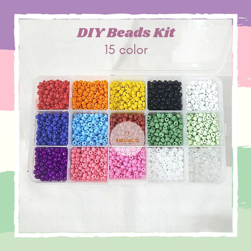 Jual Paket Set Box 15 Color Manik Mote Pasir | DIY Seed Beads Kit ...