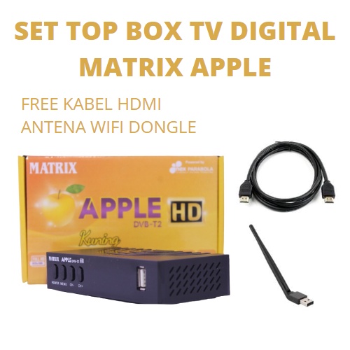 Jual STB Matrik Apple Kuning Set Top Box TV Digital DVB T2 Matrix Wifi ...
