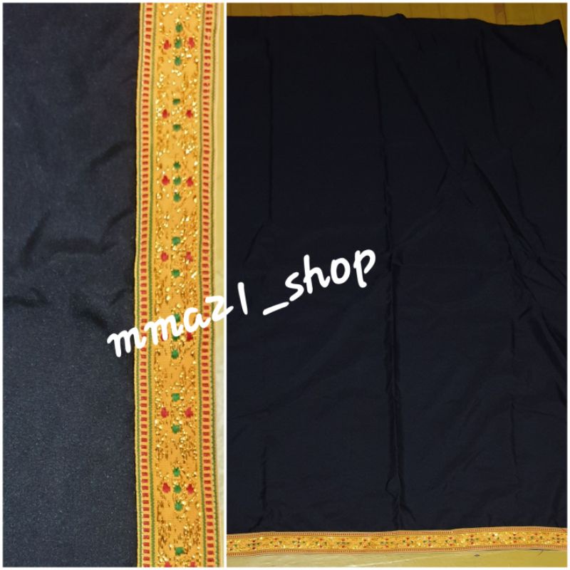 Jual kain sasak lombok kain hitam lembaran list emas | Shopee Indonesia