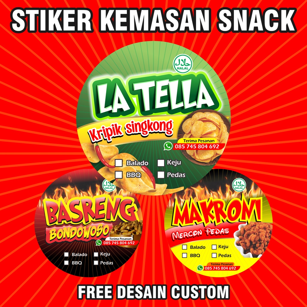 Jual Stiker Snack | Stiker Kemasan Makanan | Label Makanan | Shopee ...