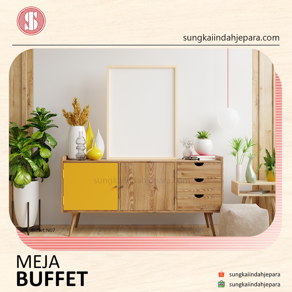 Jual Meja Buffet 2 Tone Minimalis Matrial Plywood Finishing HPL N07 ...