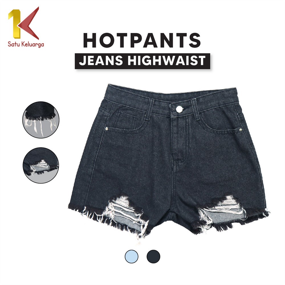 Jual 1K Celana Pendek Jeans Wanita Sobek Hotpants Highwaist P428 Celana Sobek Denim Short Pants ...