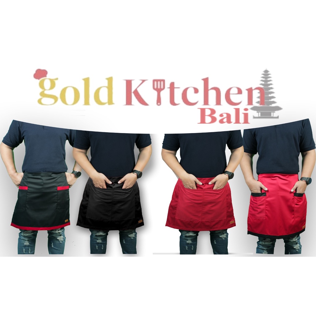 Jual Apron Waiters Celemek Masak Pria Wanita Model Half Bahan Drill ...