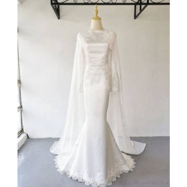 Jual Custom order / dress duyung pengantin / gaun white putih ekor ...