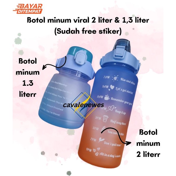 Jual Botol Minum Viral 2 liter botol Motivasi Penanda Waktu Korea Lucu ...