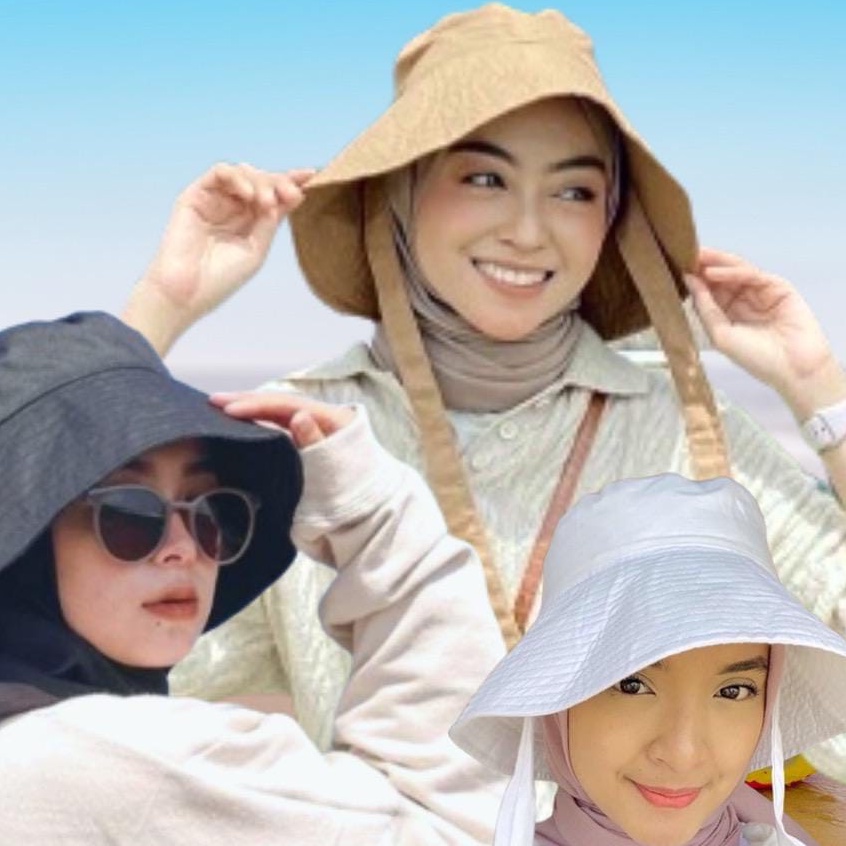 Jual TOPI WIDE BUCKET HAT selebgram aksen tali /Bucket peniti/Topi ...