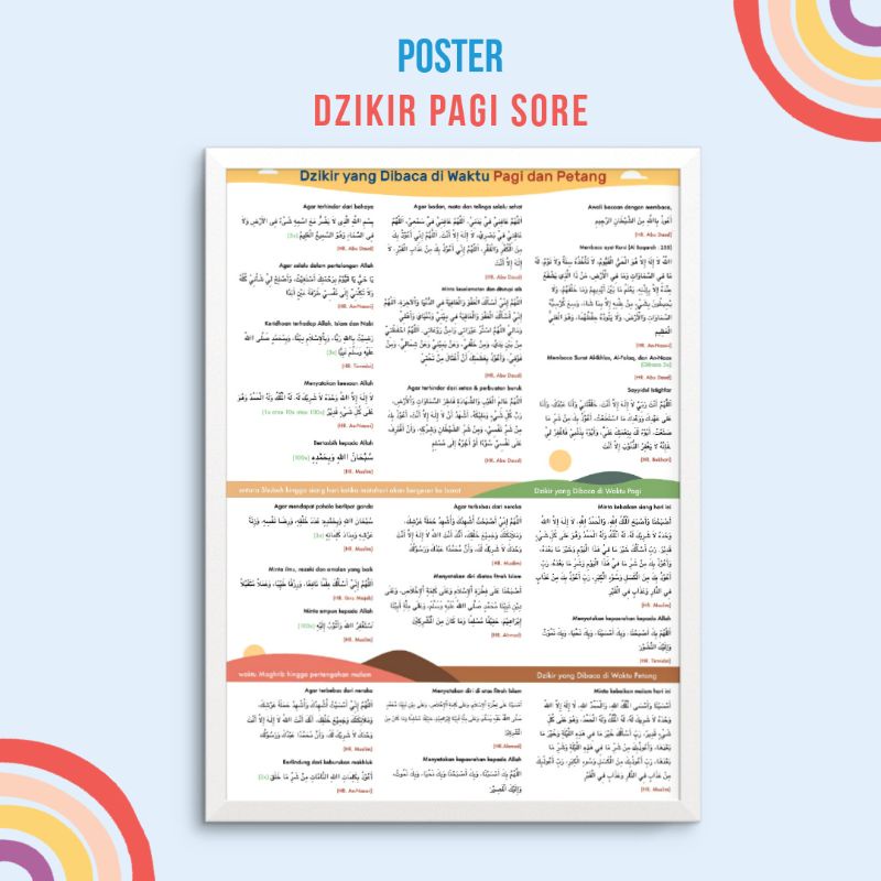 Jual Poster Edukasi DZIKIR PAGI PETANG (sesuai Al-Qur'an dan sunnah ...