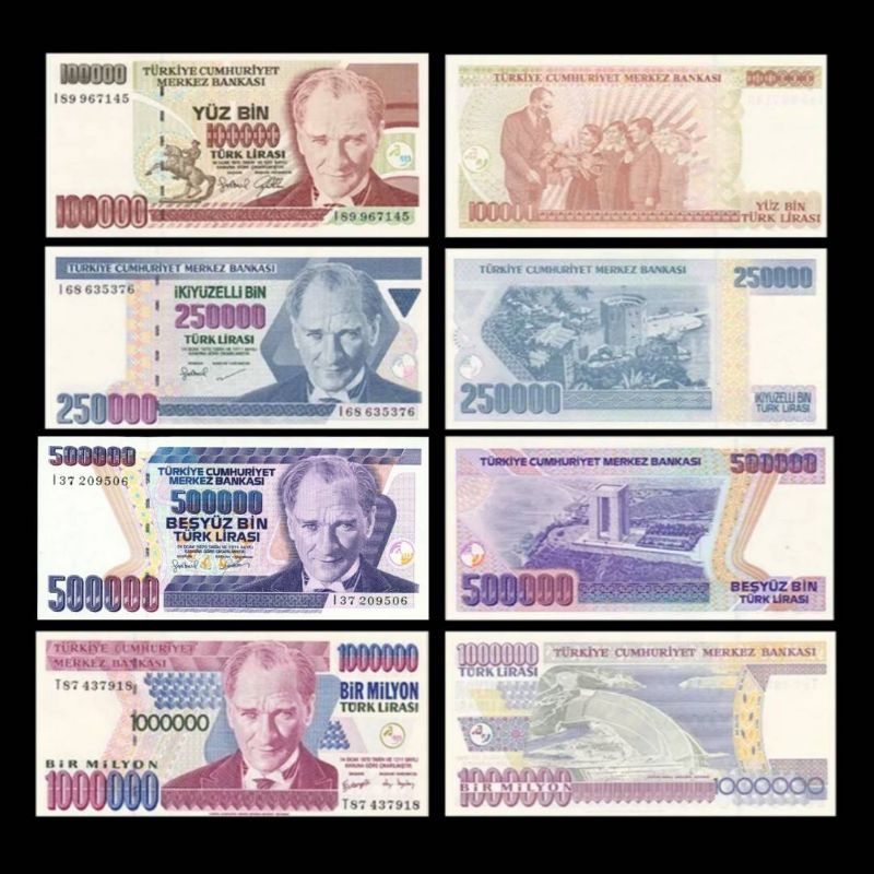 Jual UANG TURKI TURKEY SET 100000 250000 500000 1000000 LIRA 1970 UNC ...