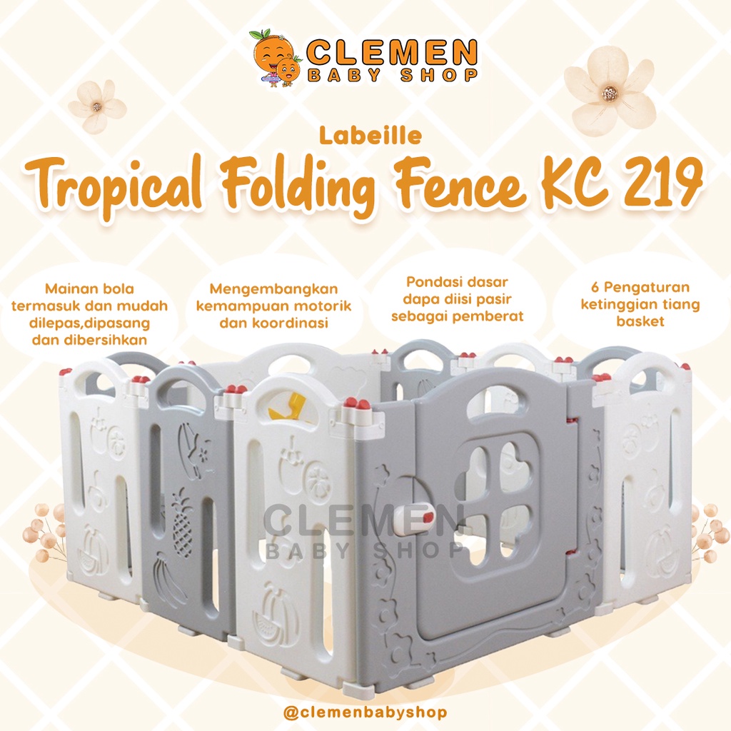 Jual Labeille Tropical Folding Fence 8+2 KC219 ( Pagar Bermain Anak ) | Shopee Indonesia