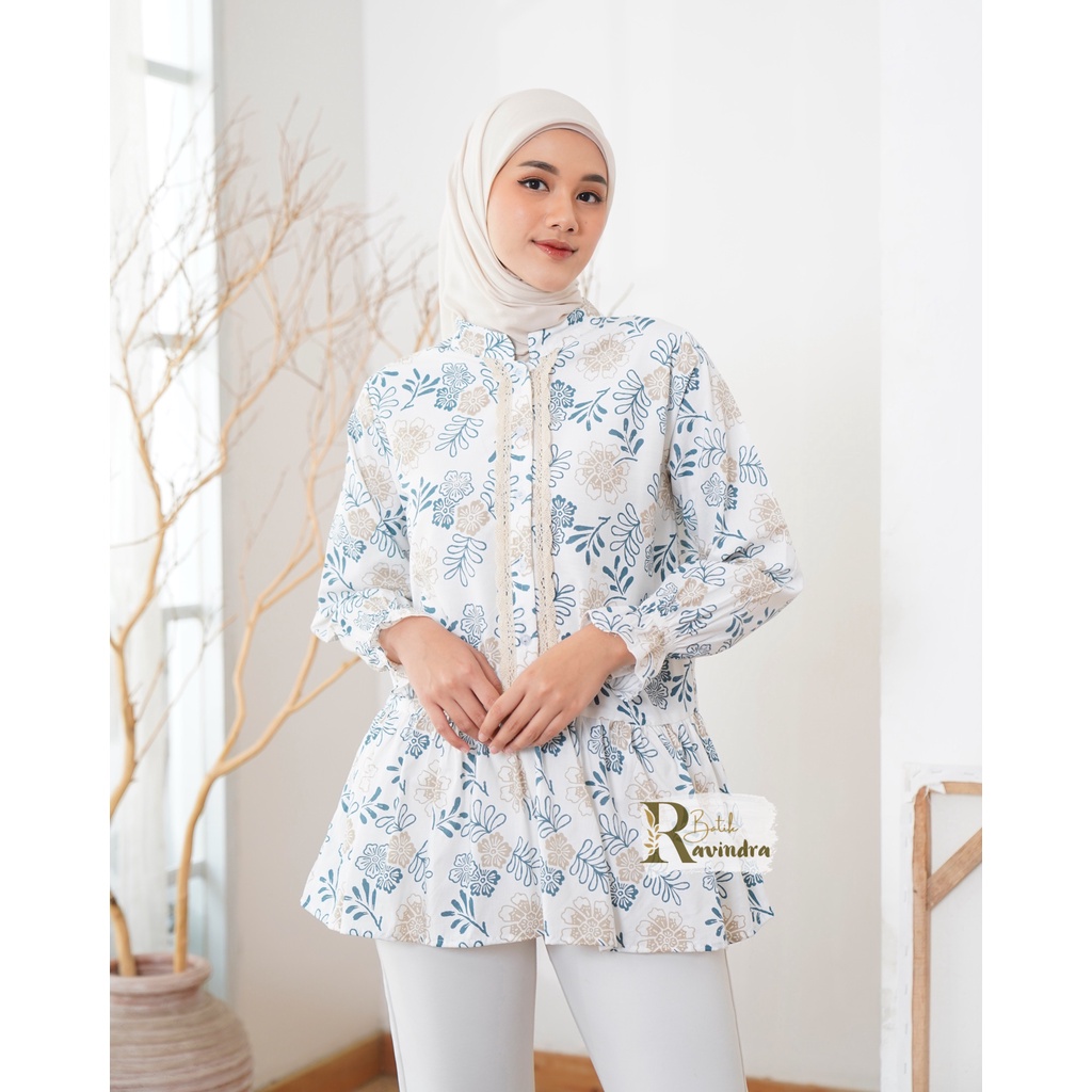 Jual Blouse Batik Bunga Renda Kancing Depan | Shopee Indonesia