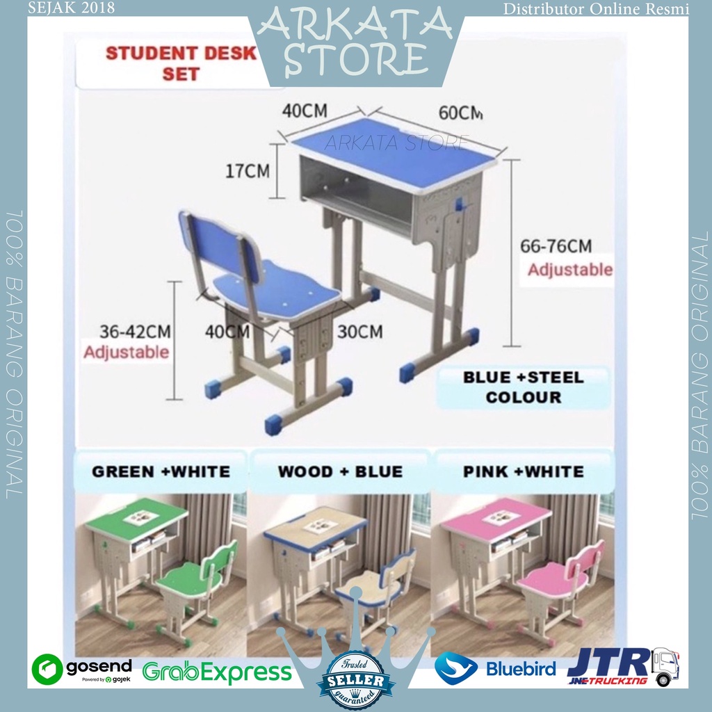 Jual STUDENT DESK - 1 Set MEJA SEKOLAH ADJUSTABLE / MEJA LES PORTABLE ...