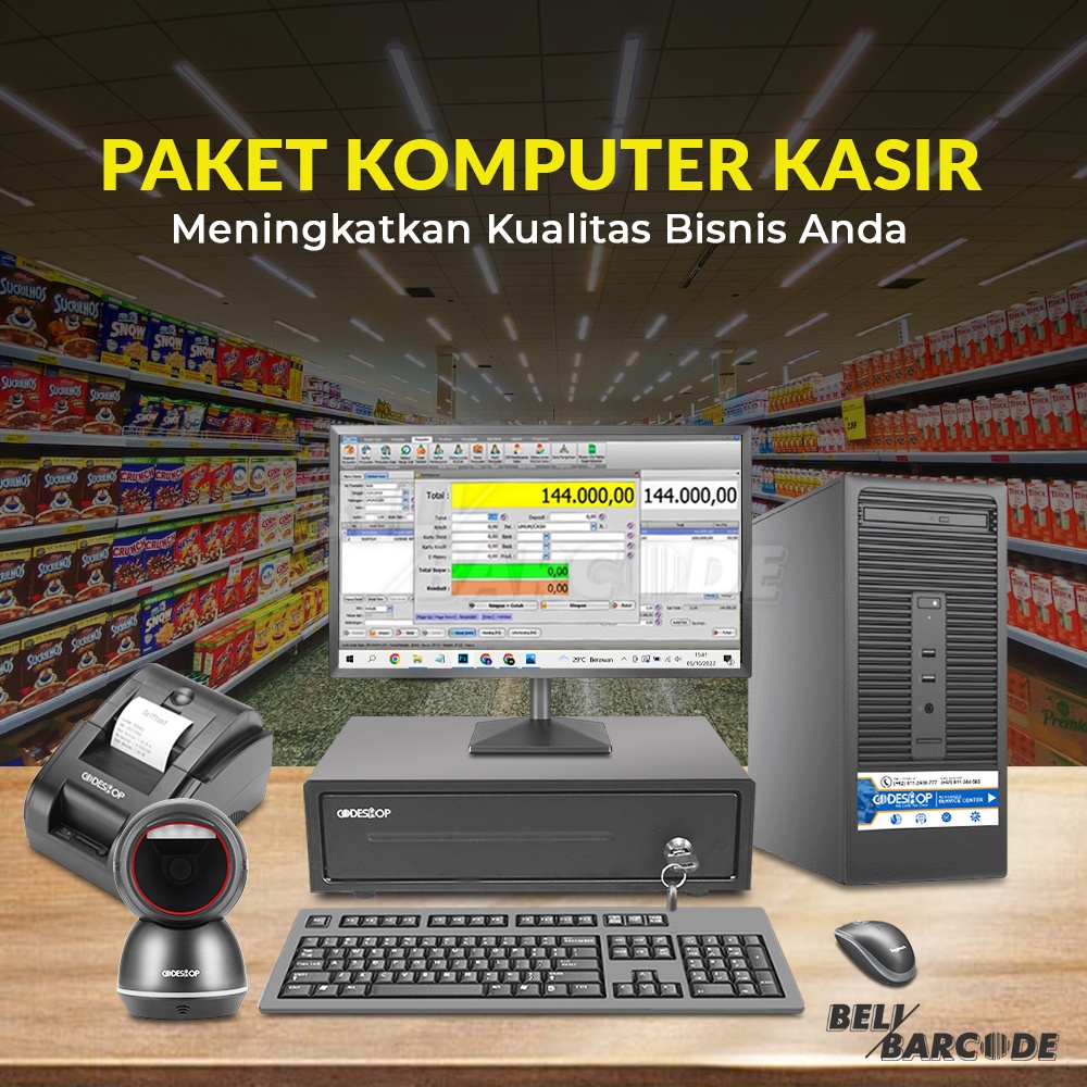 Jual Full Set Komputer Kasir Software Ipos Scanner Barcode Printer Struk Cash Drawer | Shopee ...