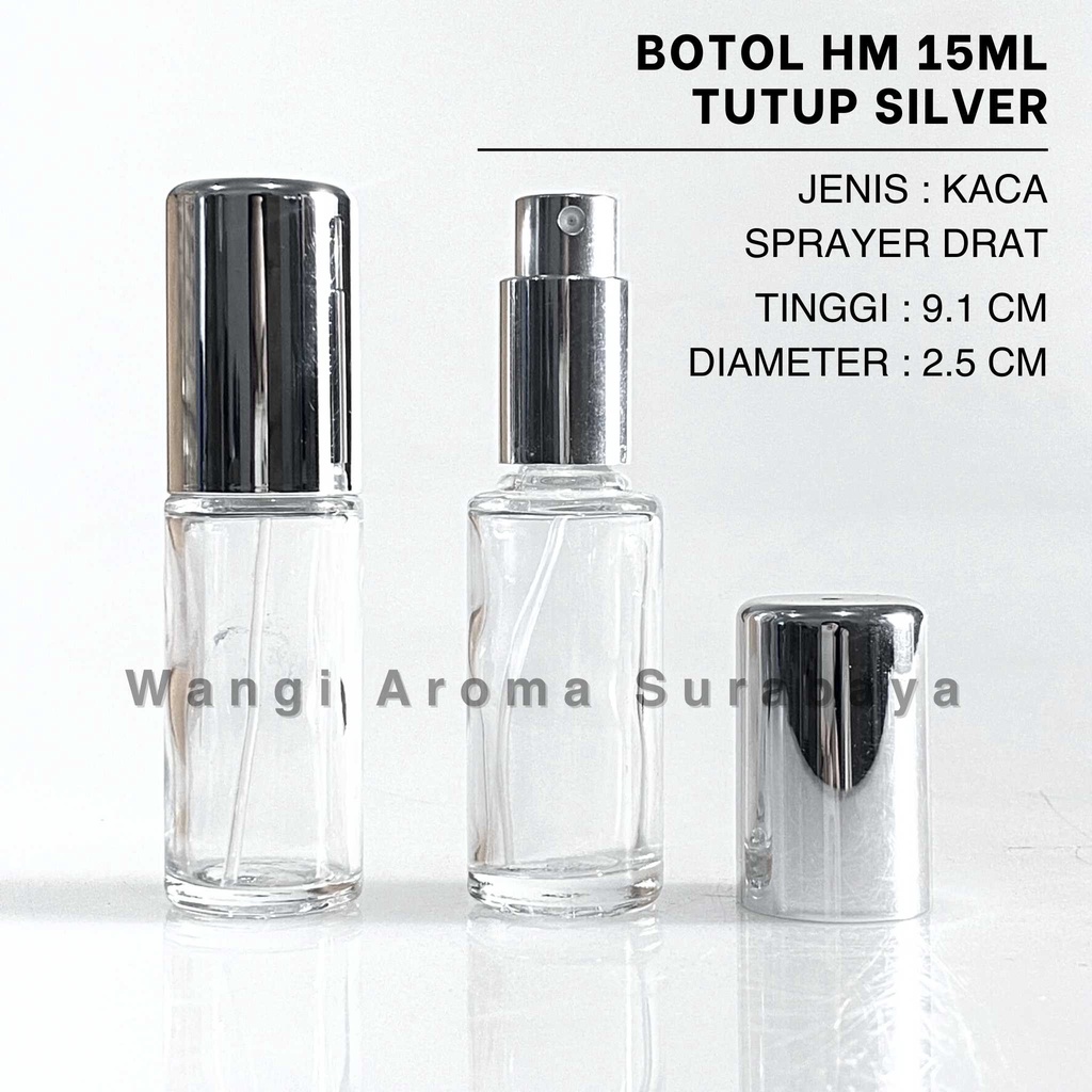 Jual Botol Parfum 15ML HM Silver Spray Drat - Botol Parfum HM Drat ...