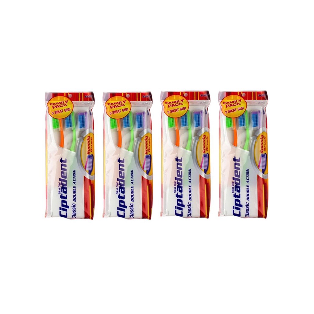 Jual Ciptadent Toothbrush Double Action Soft 4 x 3 pcs | Shopee Indonesia