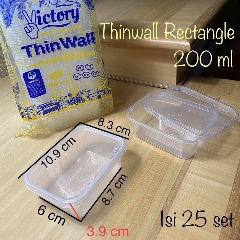 Jual Box PP Thinwall Rectangle Victory 300ml, 250ml, & 200ml per slop 25bh | Shopee Indonesia