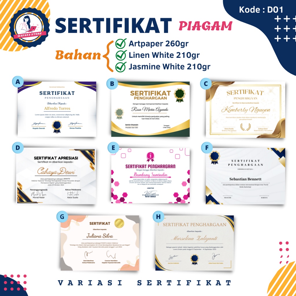 Jual Cetak sertifikat piagam / Jasa pembuatan sertifikat / Custom ...