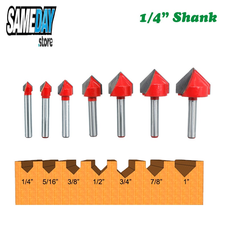 Jual Mata Profil Kayu V Groove Vee Router Bit Trimmer Bits 90 Derajat ...