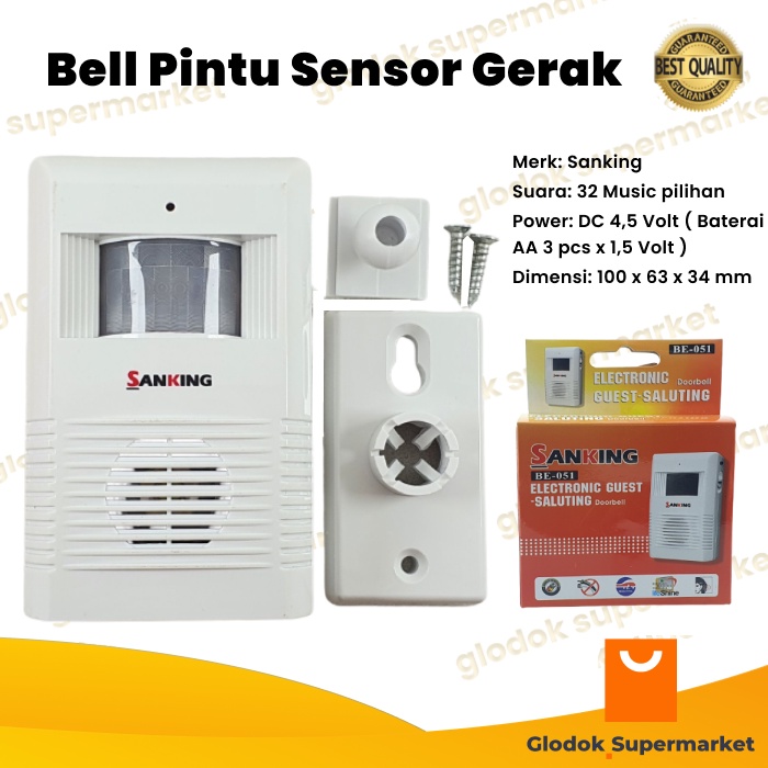 Jual Bell Pintu Otomatis Sensor Pintu Gerak Alarm Sanking BE-051 ...