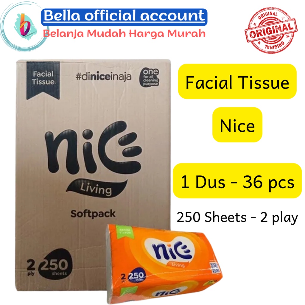 Jual Nice Facial Tissue 250 Sheets 2 Ply 1 DUS - 36 pcs / Karton ...