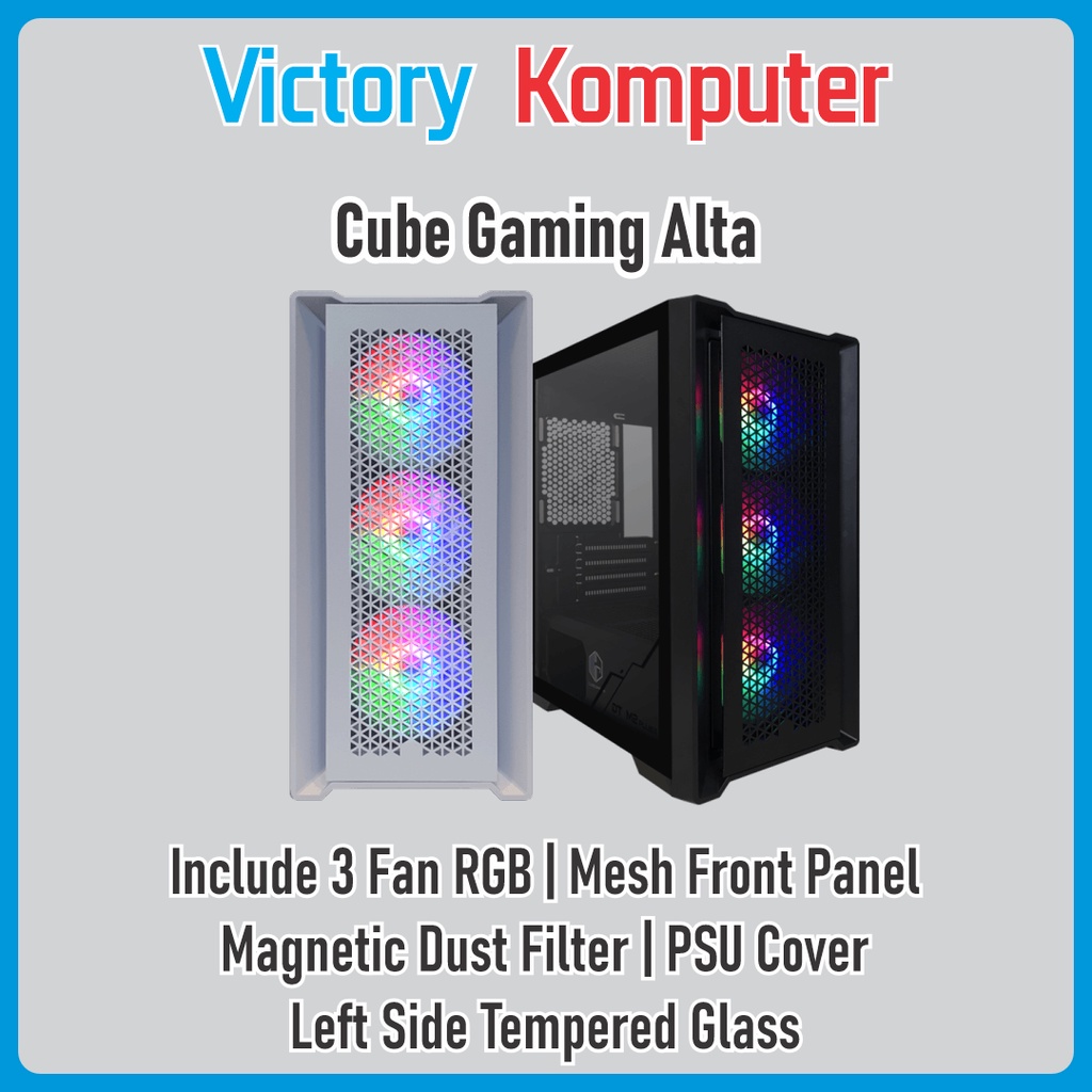 Jual PC Case Casing Cube Gaming Alta V2 USB Type-C Free 3 Fan RGB mATX ...