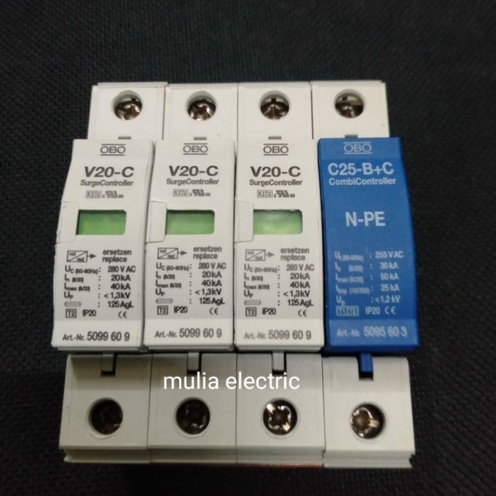 Jual Anti Petir Surge Arrester Obo V20-C 280Vac N-Pe 3Phase | Shopee ...