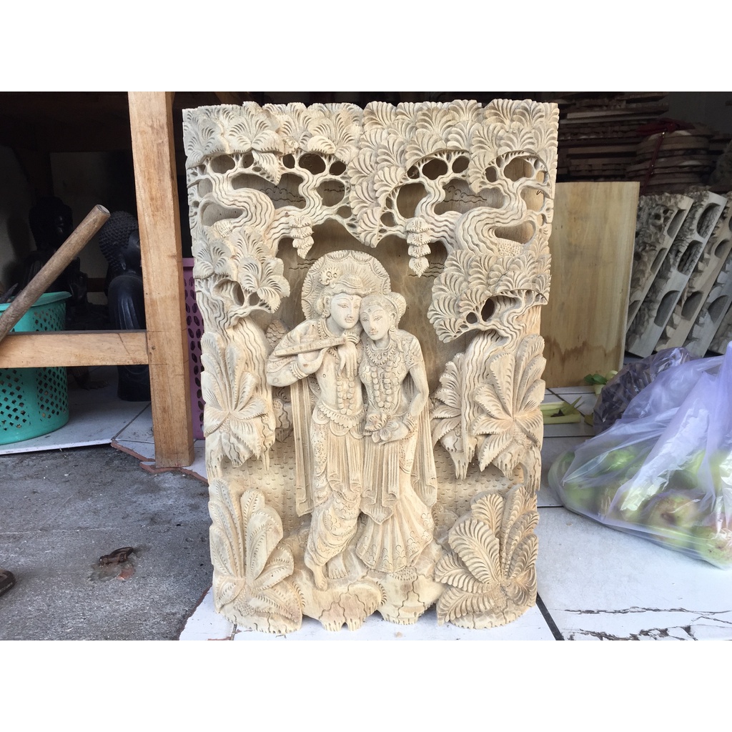Jual Ukiran Kayu Bali Hiasan Dinding Patung Buatan Tangan Ukuran 50 x ...