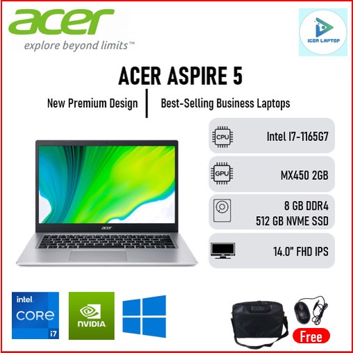 Jual ACER ASPIRE 5 A515 MX450 2GB Intel I7 1165G7 Ram 16GB 1TB+512SSD Windoed11 15.6FHD IPS ...