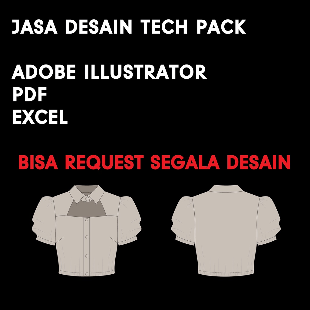 Jual JASA FASHION DESIGN GAMBAR BAJU TECH PACK TECHNICAL DRAWING ...