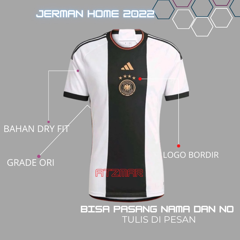 Jual jersey jerman piala dunia 2022 grade ori home away BAJU timnas negara germany terbaru qatar ...