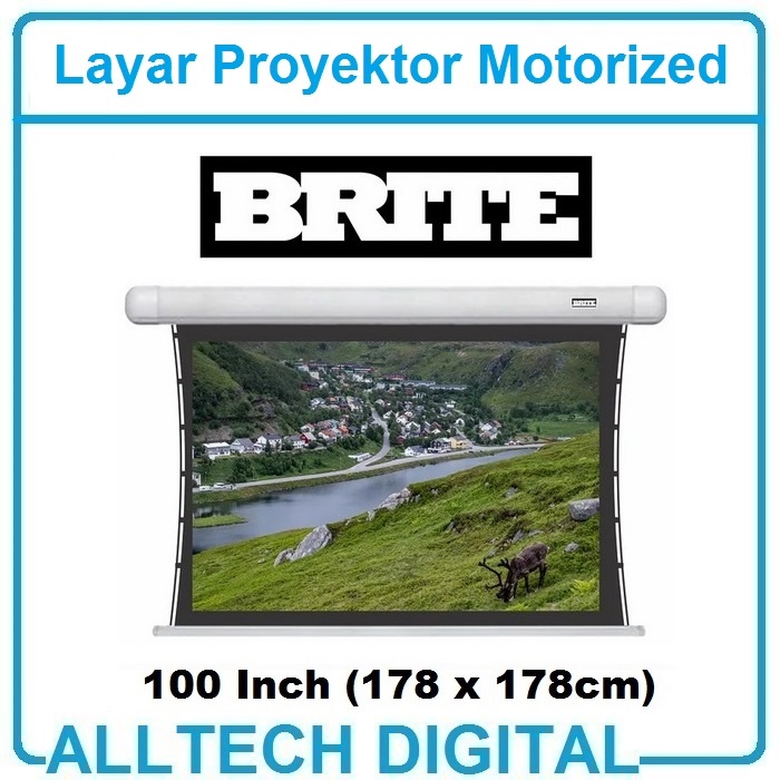 Jual Brite Tension Motorized Projector Screen 100 Inch Layar Proyektor ...