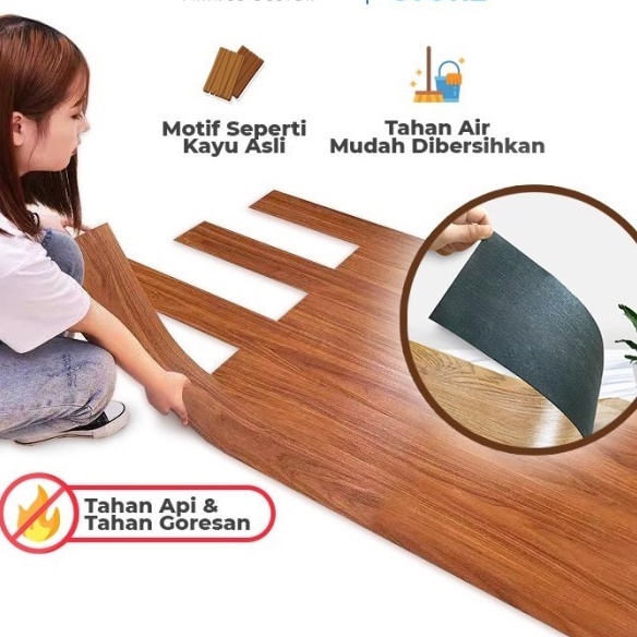 Jual DLM-014 PARKET LANTAI VINYL PREMIUM MOTIF KAYU COKELAT STIKER UKURAN TEBAL 1MM TINGGAL ...