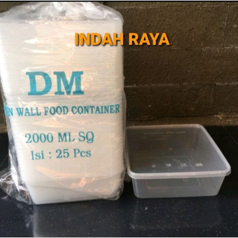 Jual kotak makan persegi 2000ml - Box Thinwall food container - isi 25 ...
