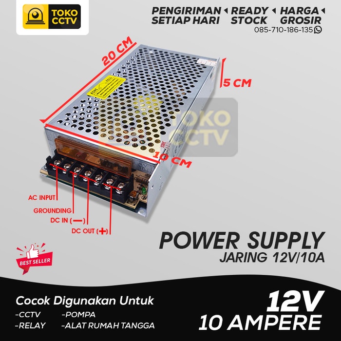 Jual Power Supply Power Supply 10A/12V Jaring 12V 10A Trafo Cctv Lampu Led | Shopee Indonesia