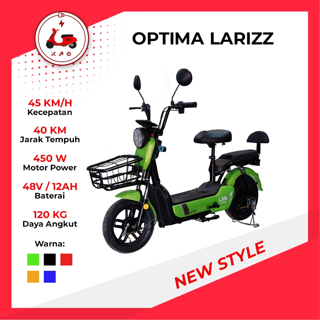Jual SEPEDA LISTRIK E-BIKE OPTIMA LARIZ BY OPTIMA | Shopee Indonesia