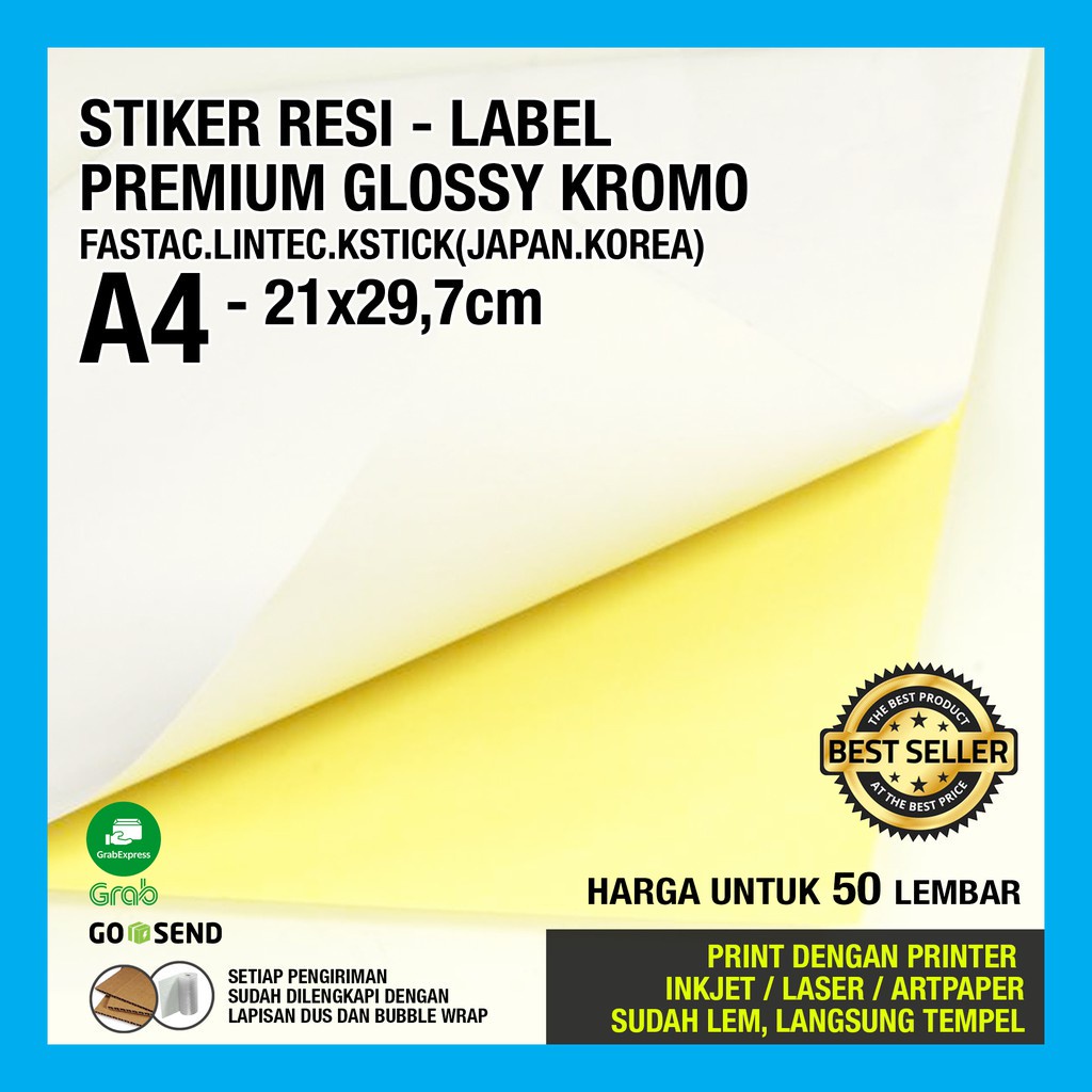 Jual [A4 - Label] Kertas Stiker / Sticker Resi Glossy Kilap kromo Cromo ...
