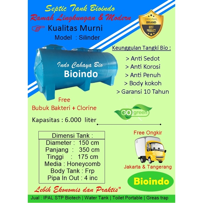Jual septic tank bioindo 6000 liter, septic tank biotech, biofil septic ...