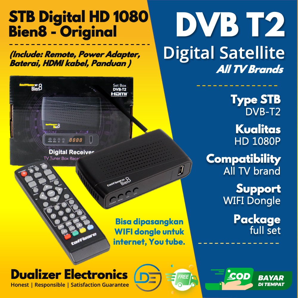 Jual Set Top Box STB TV Digital Receiver DVBT2 Taffware Bien8 TV Tuner ...