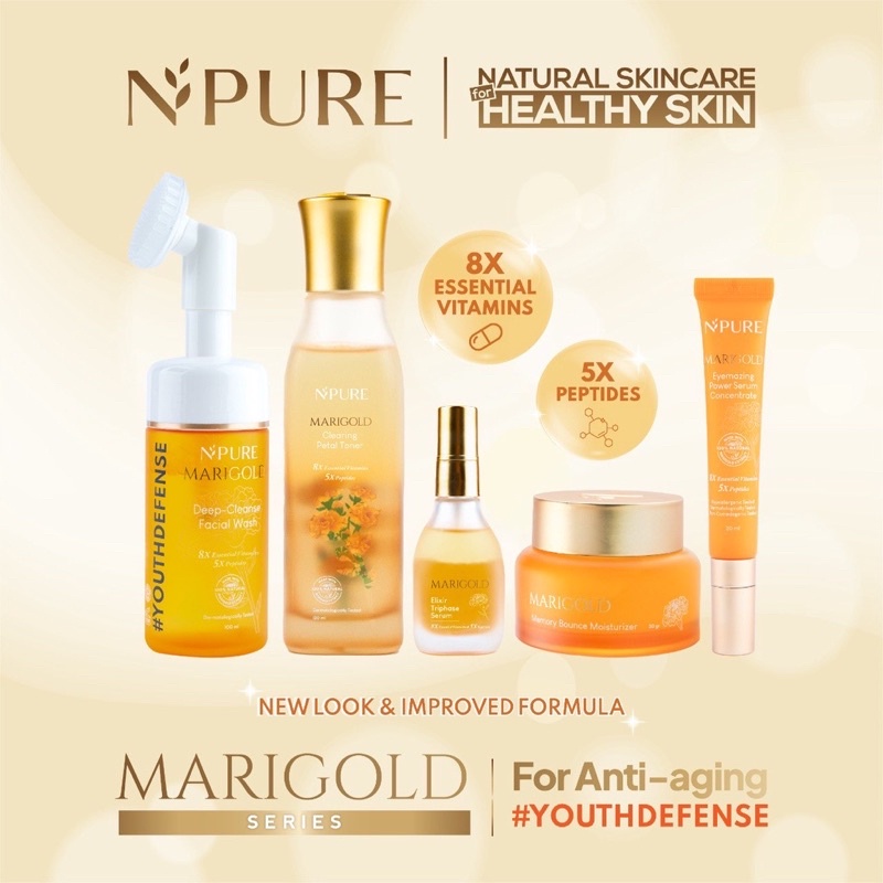 Jual NPure MARIGOLD SERIES Eyemazing, Clearing Petal Toner, Elixir Triphase Serum, Deep Cleanse ...