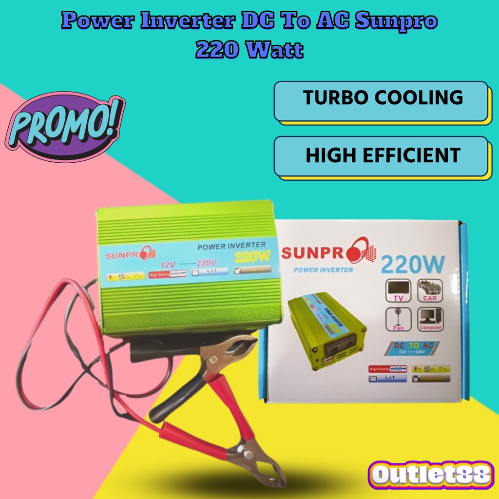 Jual Sunpro Power Inverter 12V 220W DC 12V TO AC 220V Pengubah Arus ...