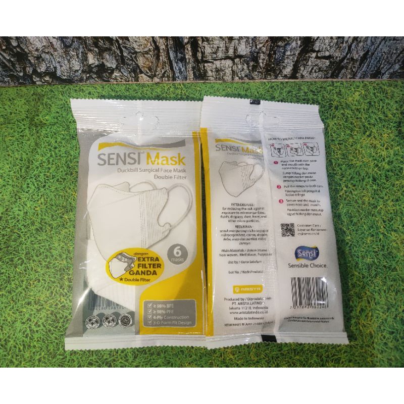 Jual Masker Sensi Duckbill Kemasan Sacet Isi 3ada Emboslogo Sensi